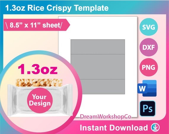 Rice Crispy Template Rice Crispy Blank Template SVG DXF Ms - Etsy