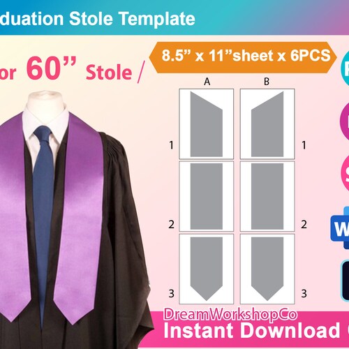 Graduation Stole Template Sheet SVG PNG PSD - Etsy