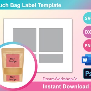 Standup Pouch Bag Label Template SVG DXF Ms Word Docx Png - Etsy
