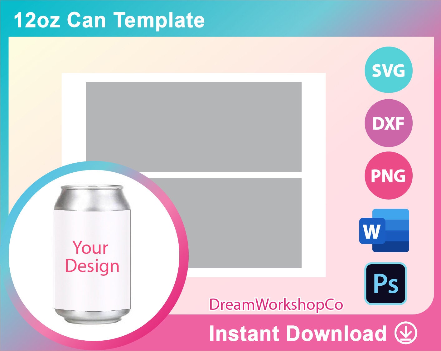 12oz Soda Can Template Beer Can Template SVG DXF DOCX | Etsy