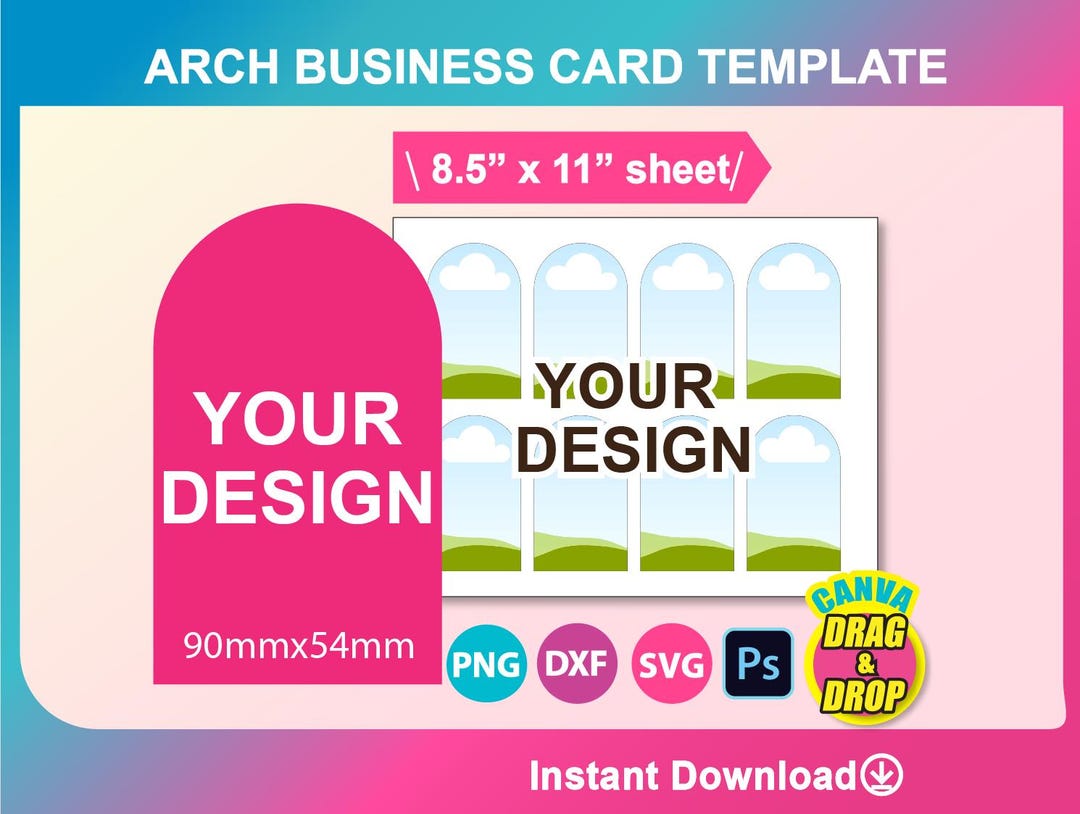 Arch Business Card Sublimation Template, Business Card Template, Blank ...