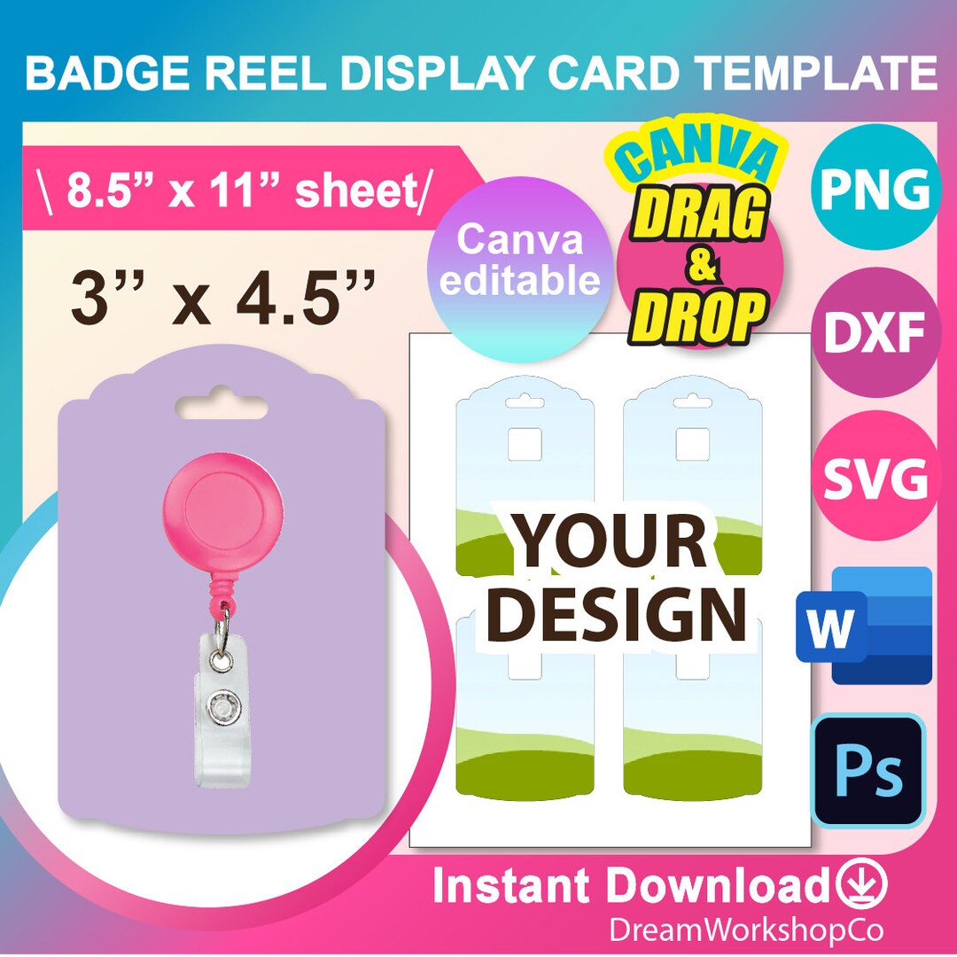 3"x4.5" Badge Reel Card, Badge Reel Display Card, Badge Reel Card ...