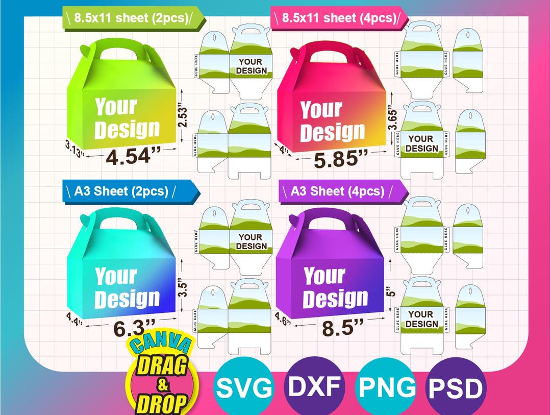 SALE!! Bundle Gable Box Template, Bundle Gable SVG, Canva, DXF, Ms Word ...