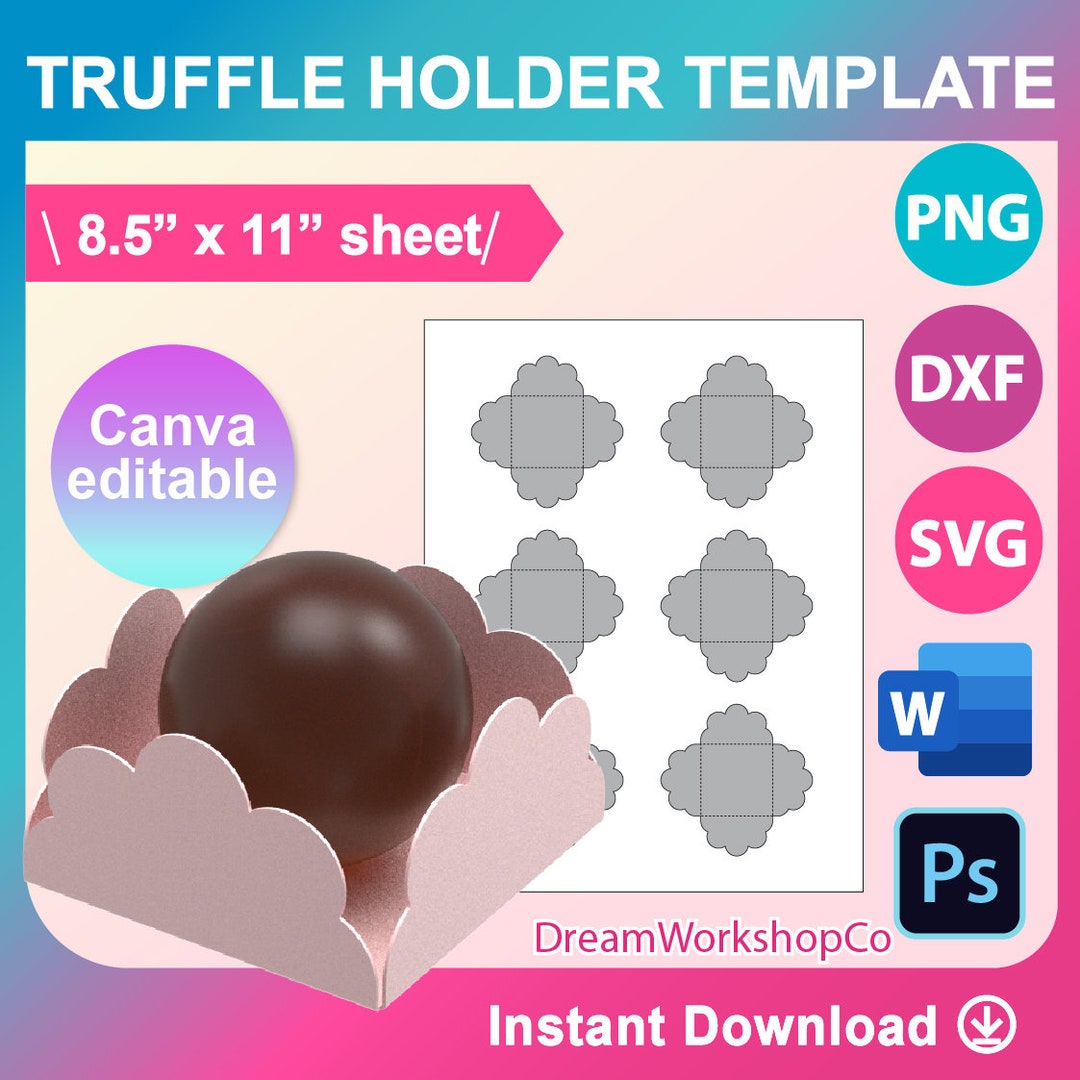 Scalloped Truffle Holder Template, SVG, DXF, Canva, Ms Word Docx, Png ...