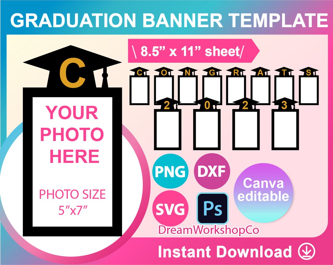Graduation Bunting Banner Template, Banner Flag Template, Canva, Ms ...