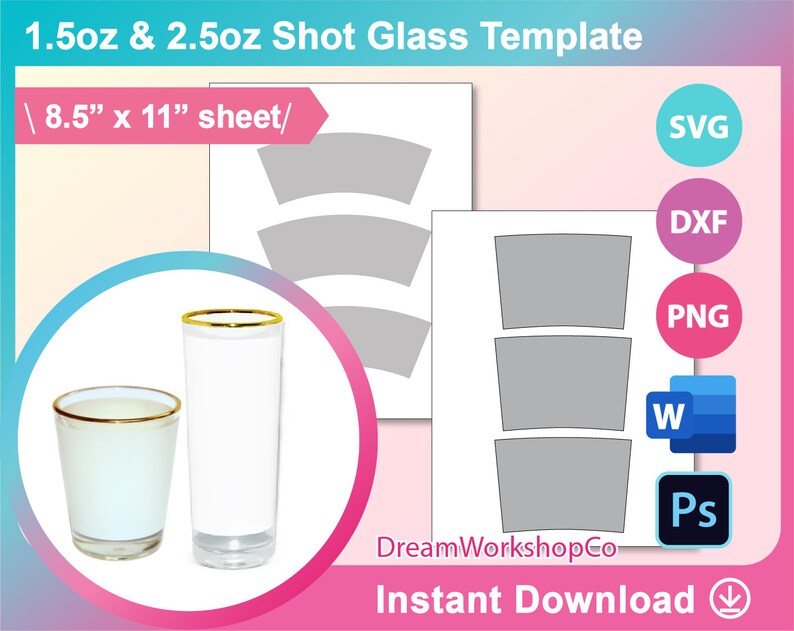 1.5oz Shot Glass Template 2.5oz Shot Glass Template - Etsy