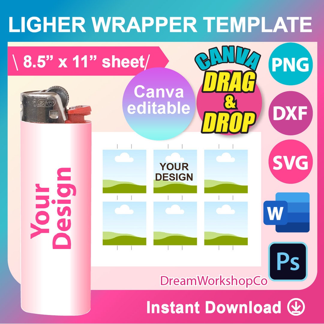 Lighter Label Template, Lighter Wrapper Template, Sublimation Template ...