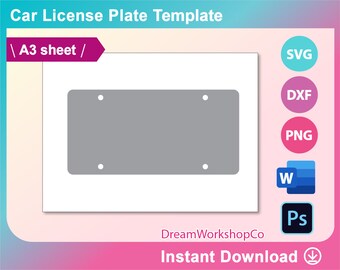 Car License Plate Sublimation Template SVG DXF Ms Word | Etsy