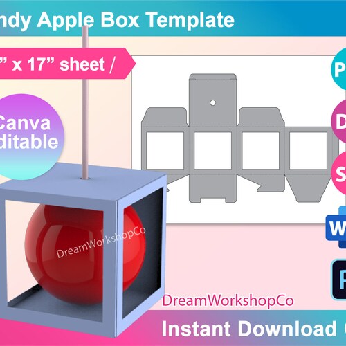 Caramel Apple Box Template Cake Pop Box Template PSD SVG - Etsy