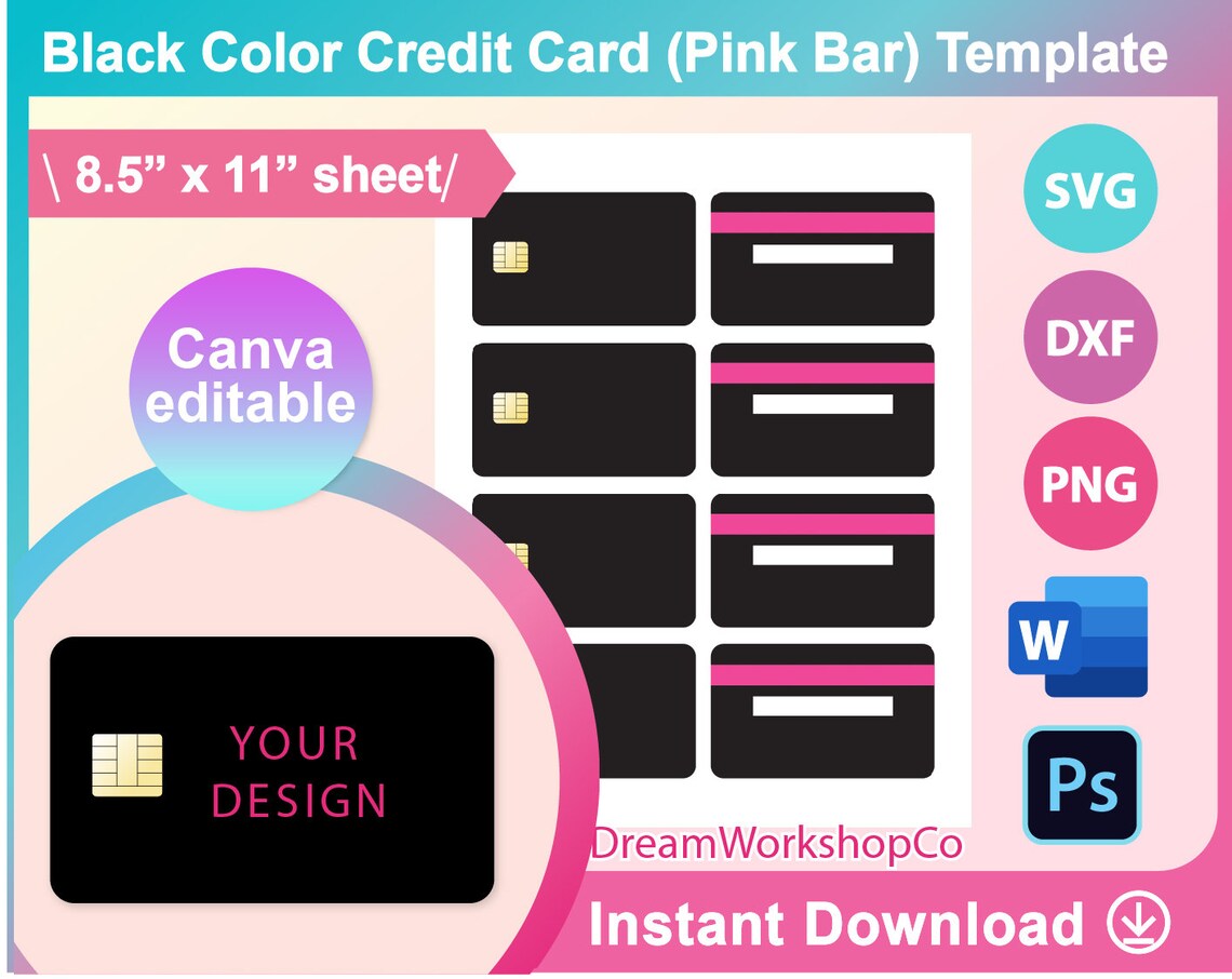 Credit Card Template Credit Card SVG DXF Ms Word Docx - Etsy
