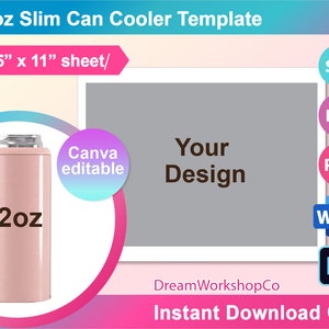 12oz Slim Can Cooler Template: Sublimation Design (digital Download) - Etsy