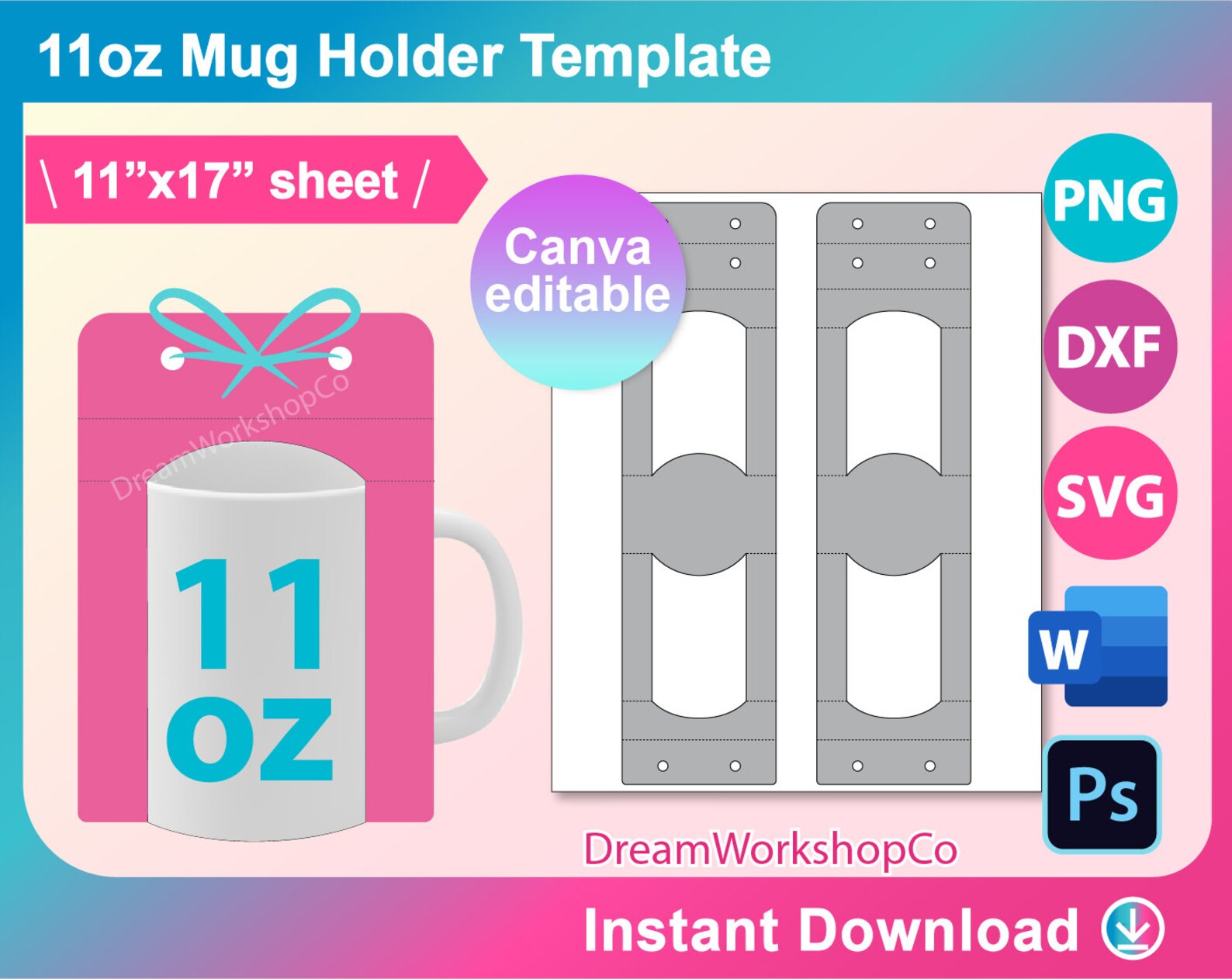 11oz Mug Holder Template Mug Box Template Mug Gift Box - Etsy