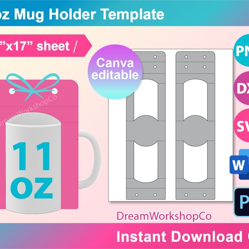 Mug Box Template Png Svg Dxf Eps Pdf Label Wrapper - Etsy