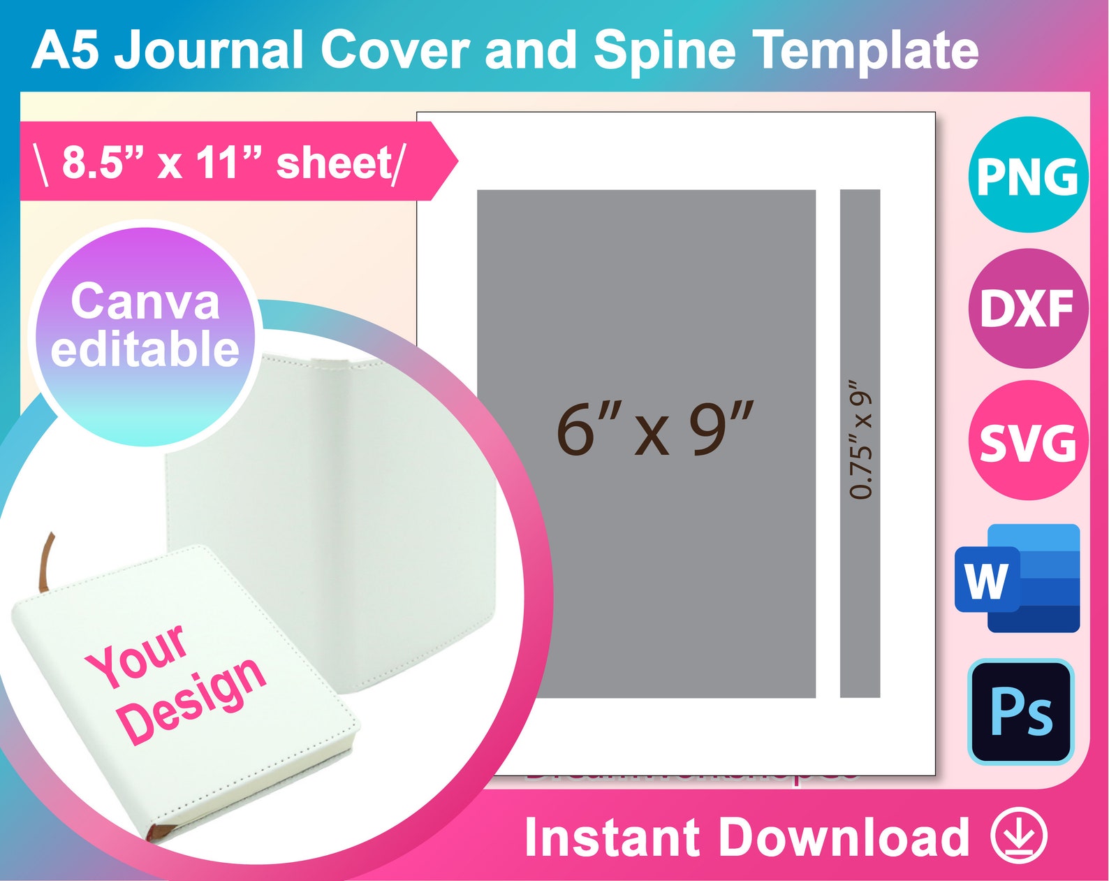 A5 Journal Sublimation Template A5 Note Book Template for - Etsy