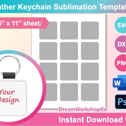 Rectangle Leather Keychain Template Sublimation Template - Etsy