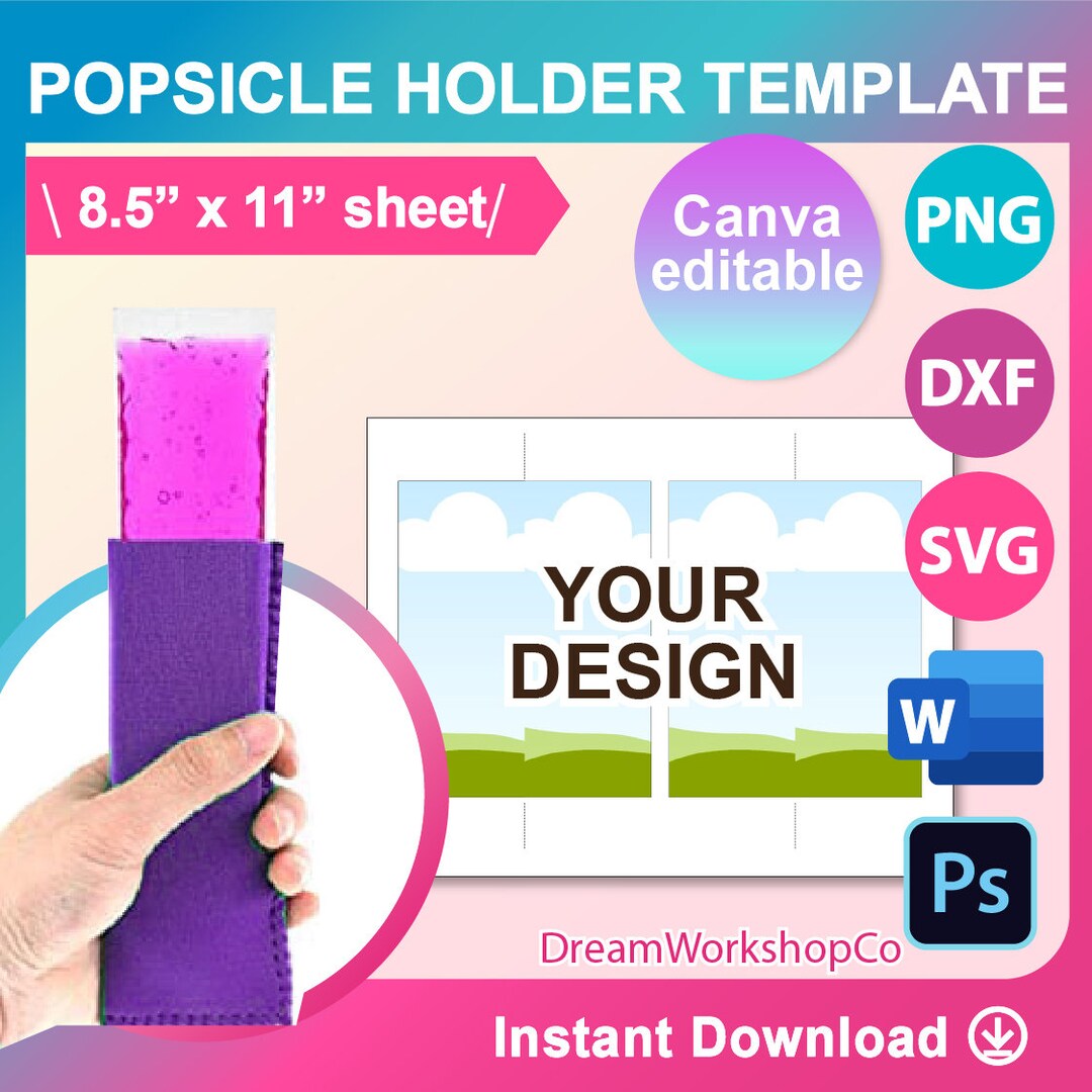 Ice Pop Wrap Sleeve Template, Unsewn Popsicle Sleeve Template, PSD, SVG ...