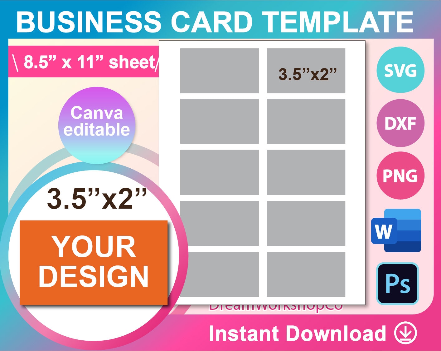 Business Card Template, Blank Template, SVG, DXF, Canva, Ms Word Docx ...