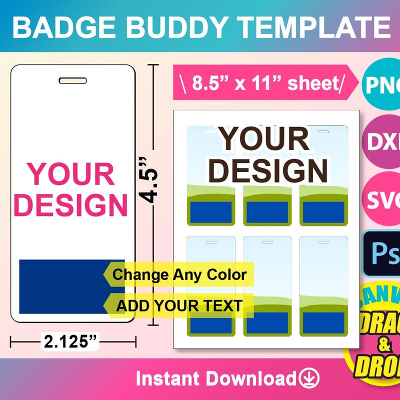 Badge Buddy Template - Etsy