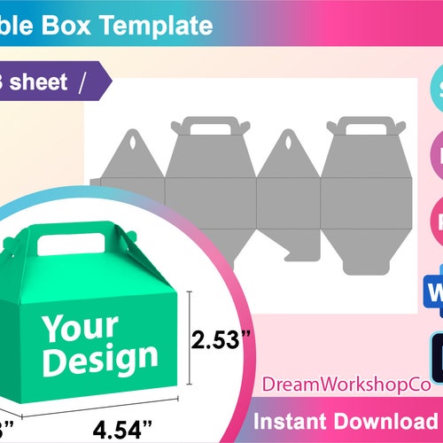 Gable Box Template Gable Box SVG Canva DXF Ms Word Docx - Etsy