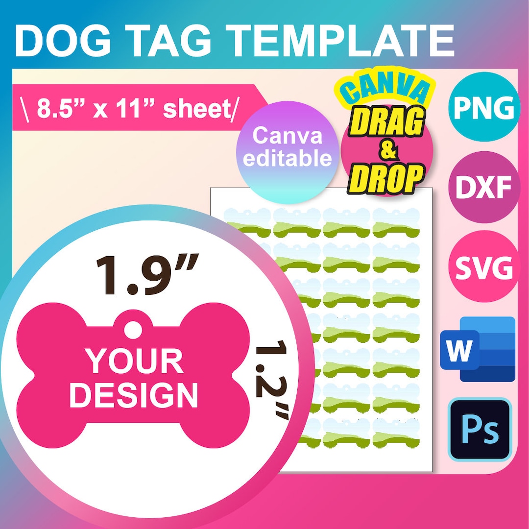 Dog Tag Template, Bone Tag Template, Bone Tag Sublimation, Pet Id Tag ...