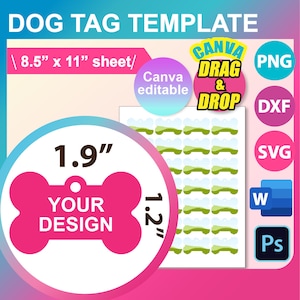 Dog Tag Template, Bone Tag Template, Bone Tag Sublimation, Pet Id Tag ...