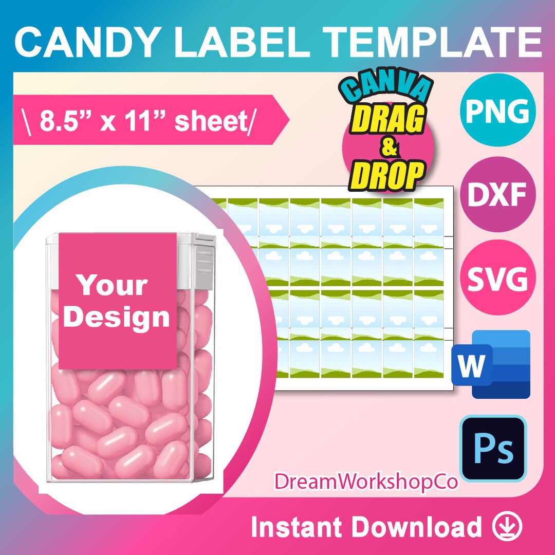 Candy Label Template, Wedding Candy Label Template, Gift Tag Template ...