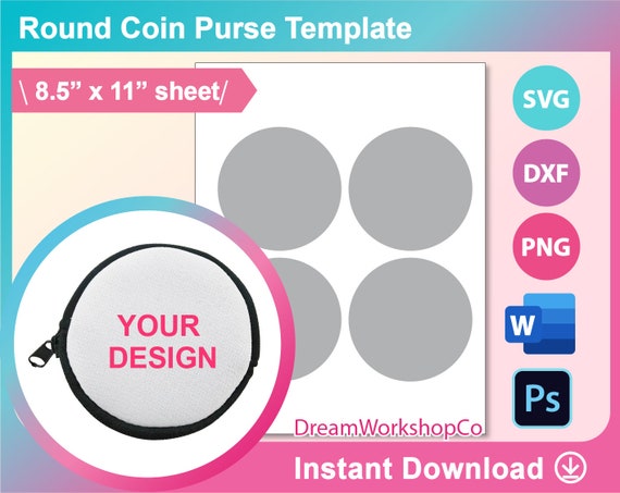 Round Coin Purse Template Sublimation Template Bifold Wallet - Etsy