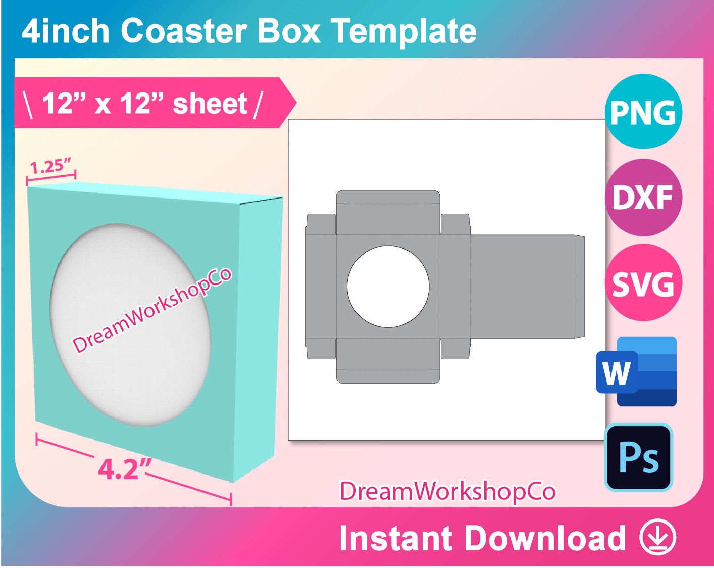 Cup Coaster Box Template Cut Files Cup Coaster Box Template - Etsy UK