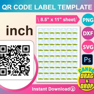 1inch Square QR Code Label Template, Multipurpose Labels, SVG, DXF ...