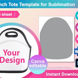 Lunch Bag Template, Sublimation Template, Canva, SVG, DXF, Ms Word Docx ...