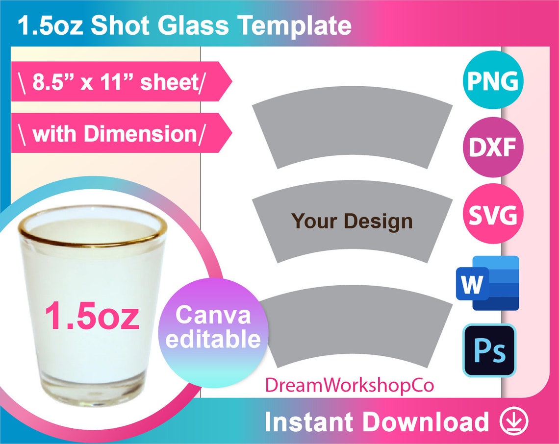 1.5oz Shot Glass Template: Sublimation Design (digital Download) - Etsy