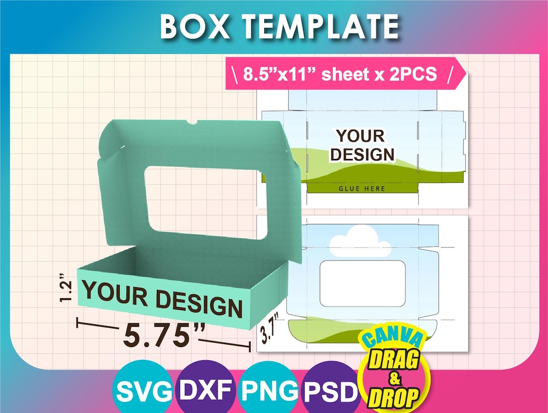 Rectangle Box, Window Box Template, Cake Box, Bow Box Template, Cookie ...