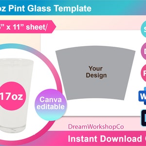 17oz Pint Glass Template: Sublimation Design (digital Download) - Etsy