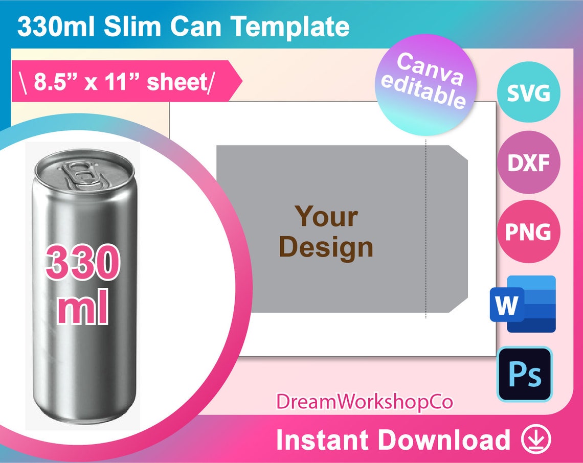 330ml Soda Can Template Beer Can Template SVG DXF Canva - Etsy