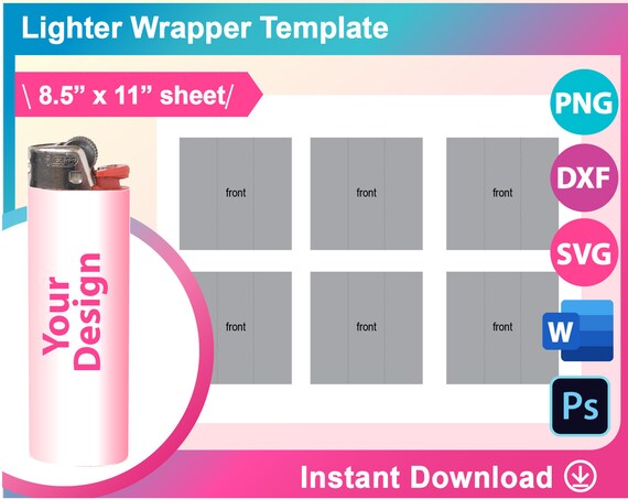 Lighter Label Template Lighter Wrapper Template Sublimation - Etsy