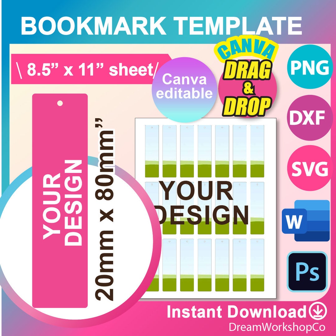 Bookmark Template, Bookmark Template SVG, DXF, Canva, Ms Word Docx, Png ...