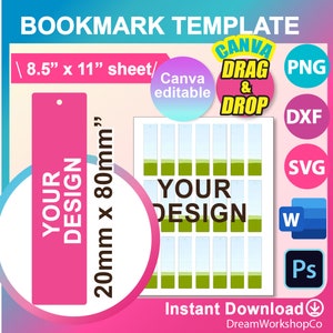 Bookmark Template, Bookmark Template SVG, DXF, Canva, Ms Word Docx, Png ...