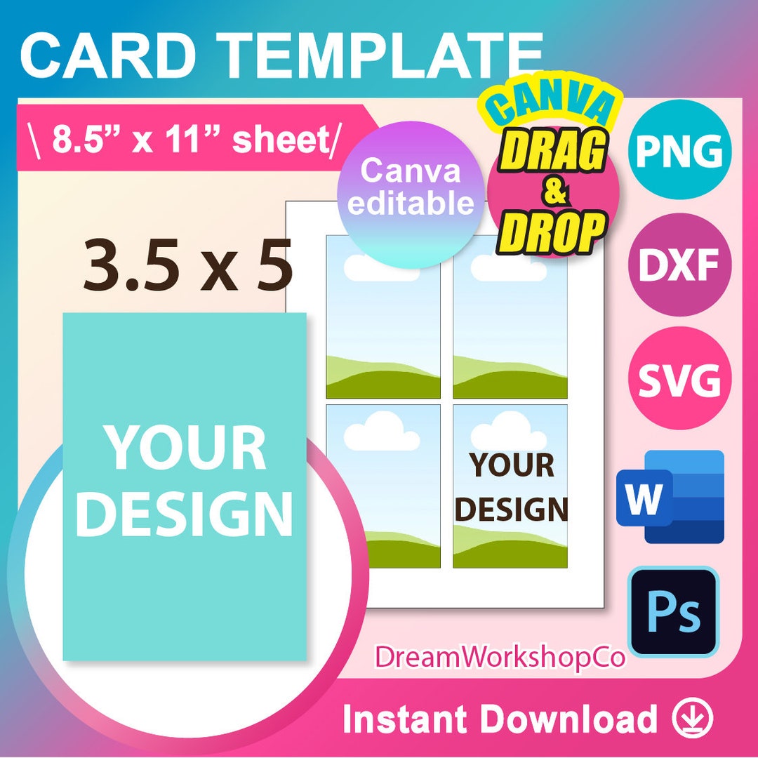 3.5"x5" Invitation Card Template, Postcard Template, Canva, Psd, Png ...