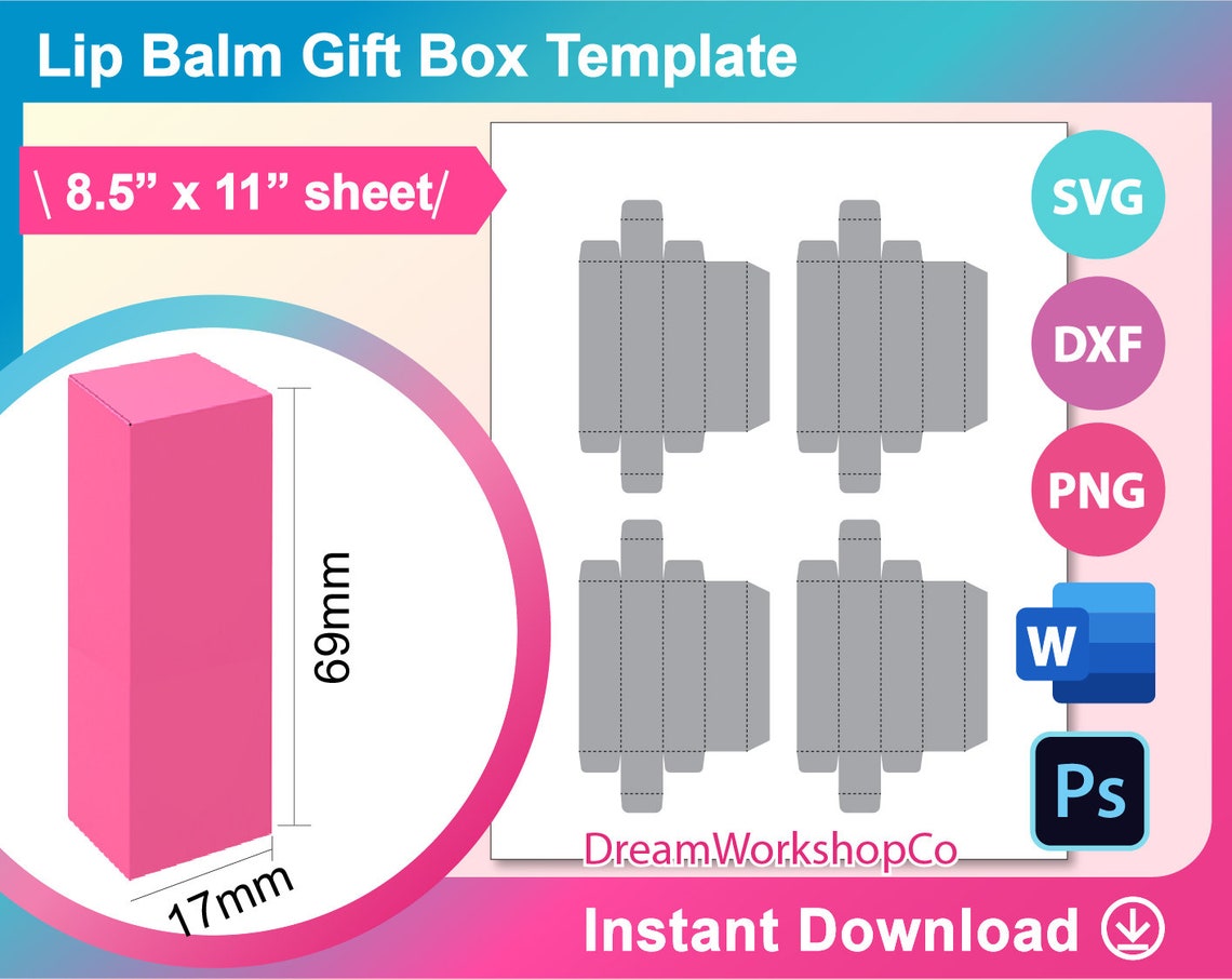 Lip Balm Giftbox Template Lip Balm Box Template SVG DXF - Etsy