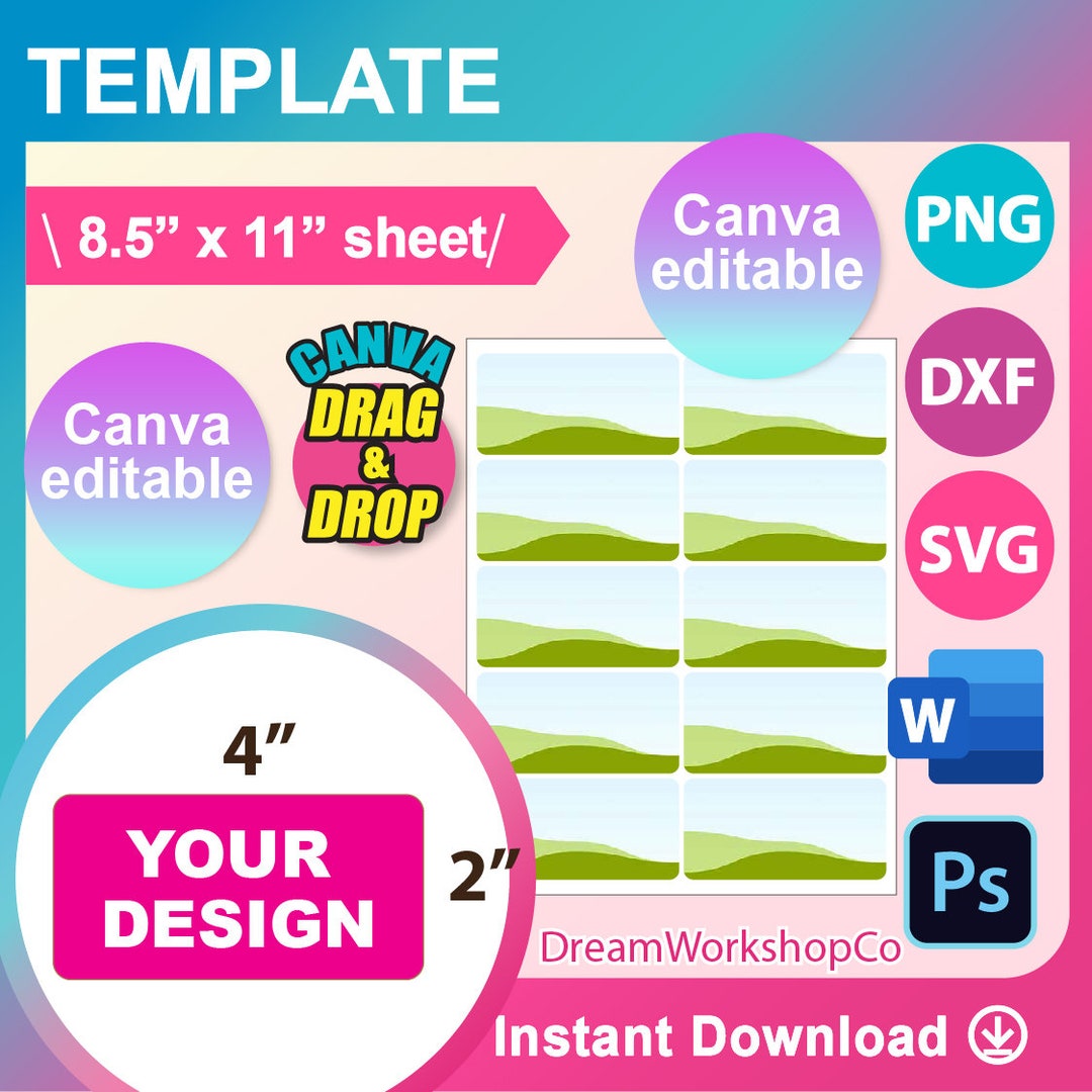 Address Labels, Standard Address Template, Canva, SVG, DXF, Ms Word ...