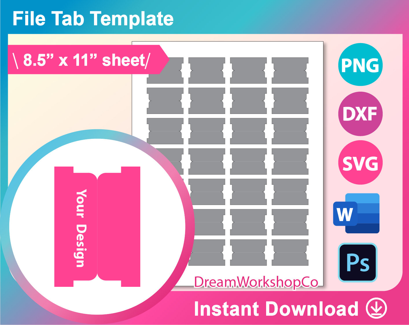 File Tab Template SVG Canva DXF Ms Word Docx Png Psd - Etsy Australia