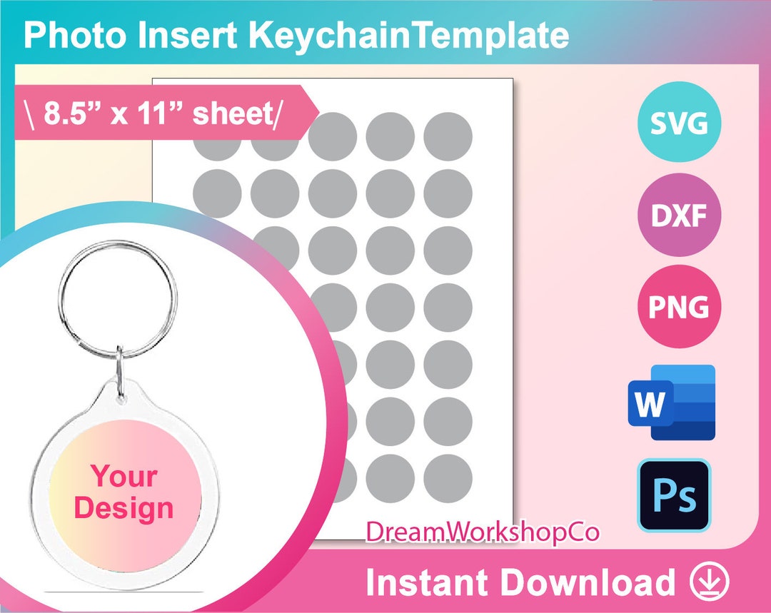 Acrylic Photo Keychain Insert Template, Round Acrylic Photo Keychain ...