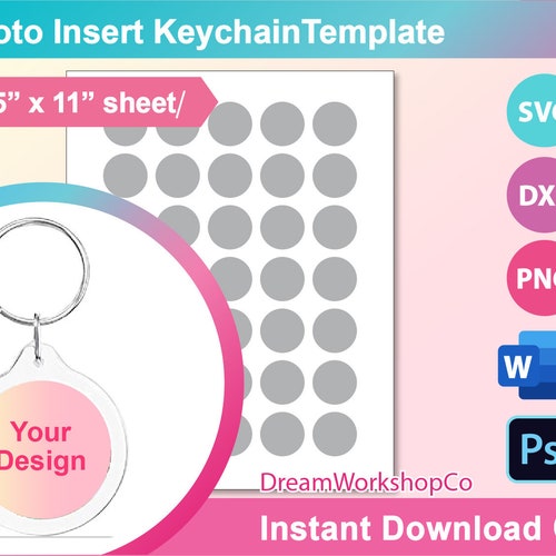 Acrylic Photo Keychain Insert Template Round Acrylic Photo - Etsy