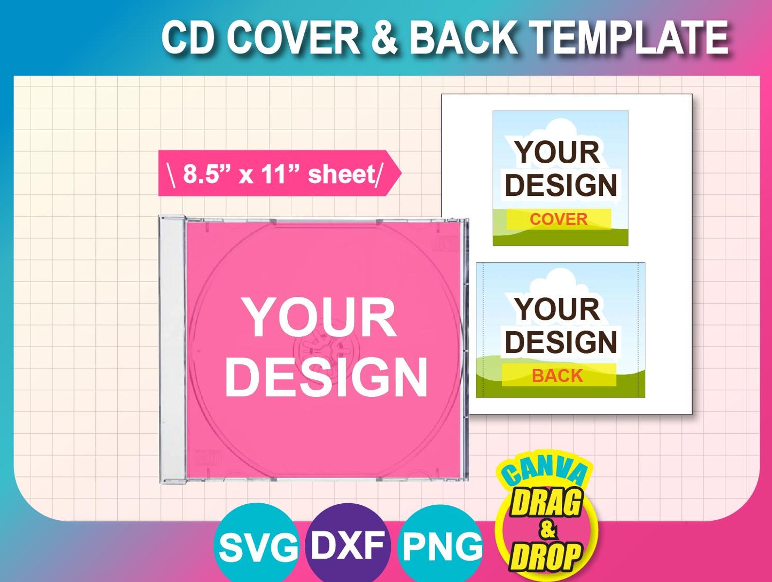 Jewel Case CD Insert Template, Canva (svg, Png, Dxf) (instant Download ...