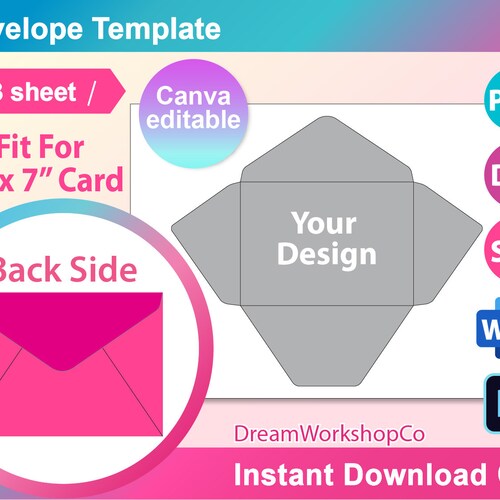 Flower Envelope Box Template Png Svg Dxf Eps Canva - Etsy