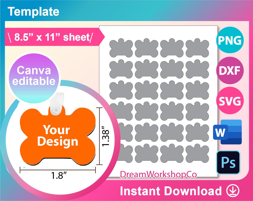 Bone Keychain Template Bone Tag Template Bone Tag SVG - Etsy