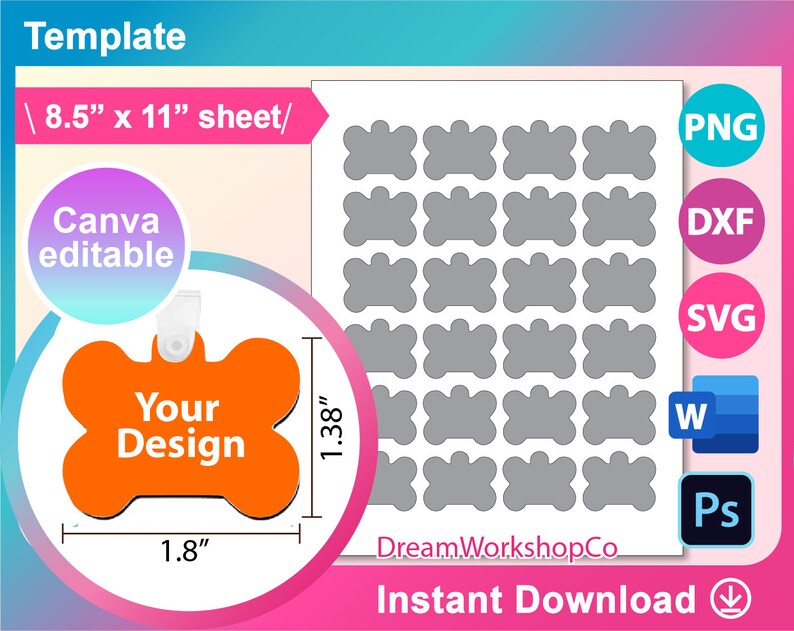Bone Keychain Template Bone Tag Template Bone Tag SVG - Etsy