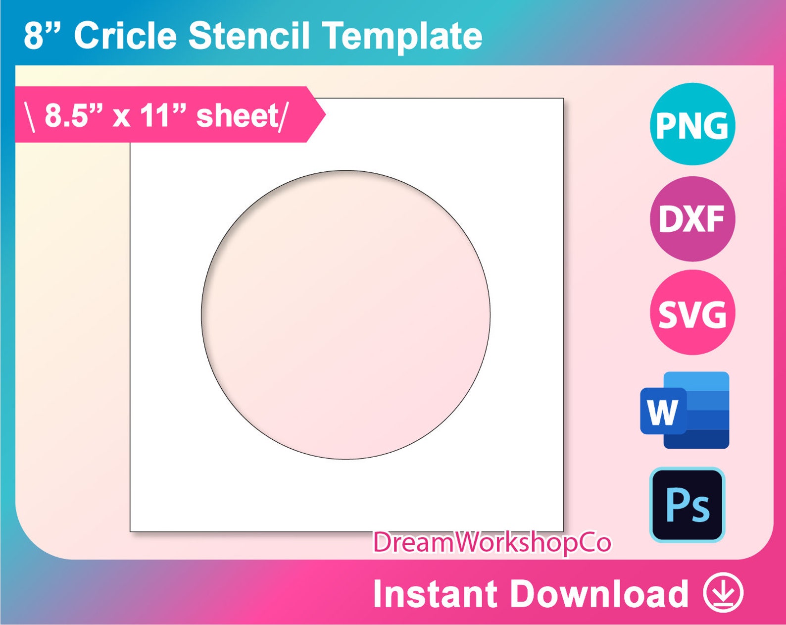 Circle Stencil Template SVG DXF Ms Word Docx Png Psd - Etsy