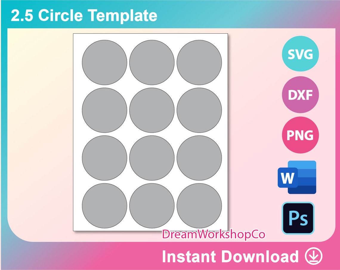 2.5 Circle Template Multipurpose Labels Template SVG | Etsy