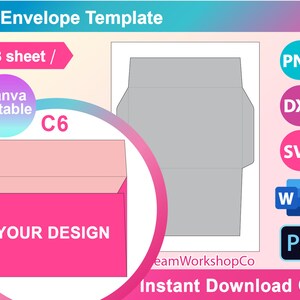 C6 Envelope Template, C6 Envelope Cut File, SVG, Canva, Ms Word, PSD ...